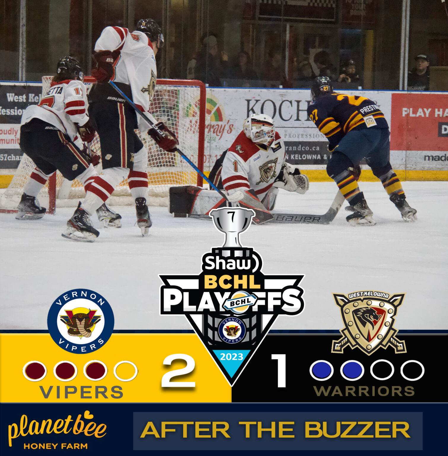After the Buzzer – Vipers Push Warriors to the Brink with 2-1 Win On the Road | Vernon Vipers